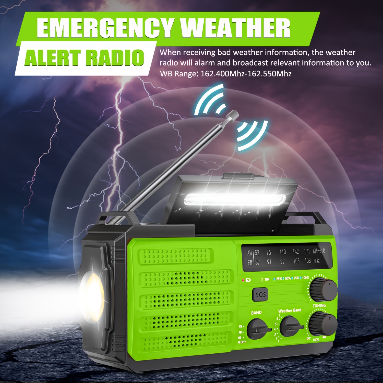 emergency radio solar sold on Temu United States