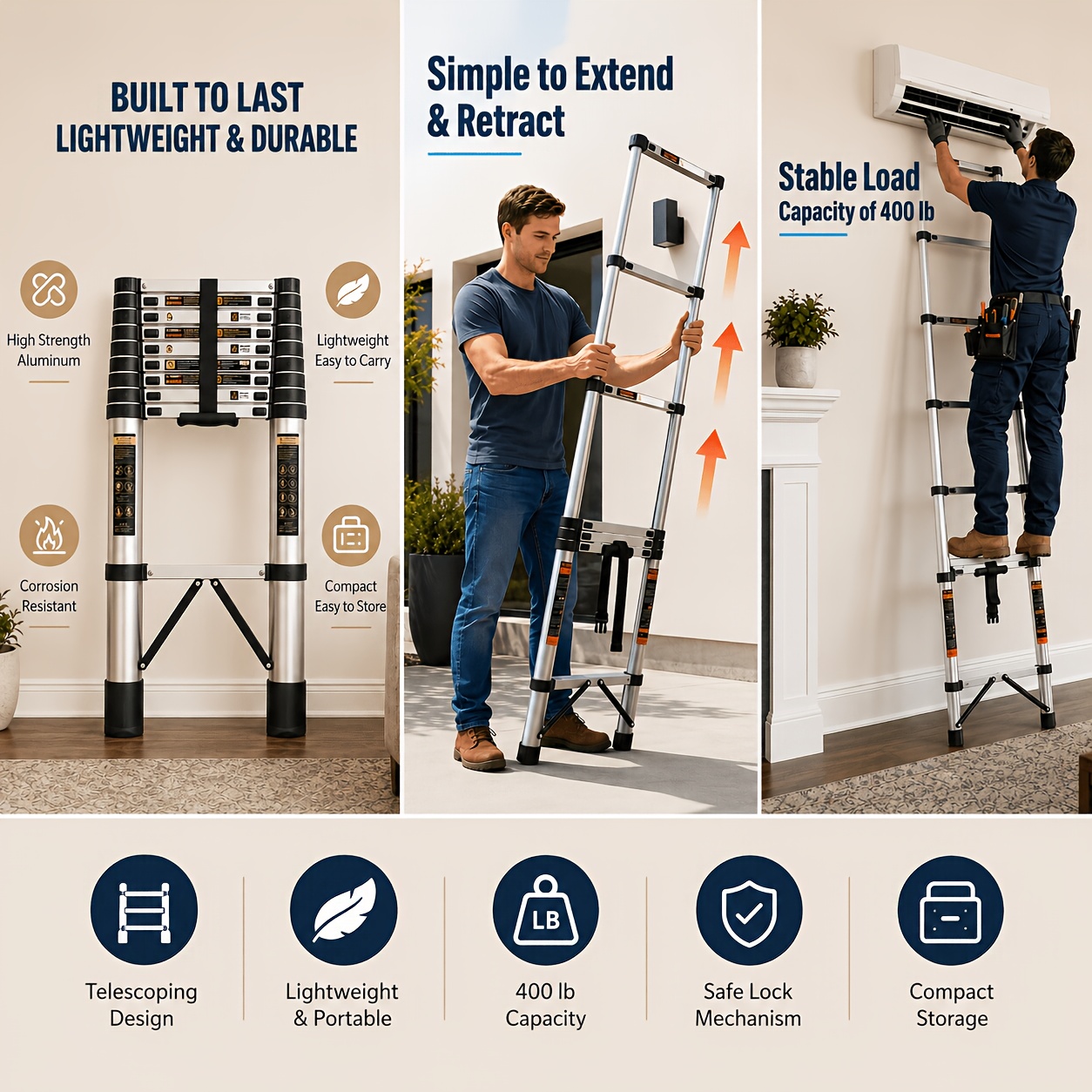 collapsible ladders sold on Temu United States