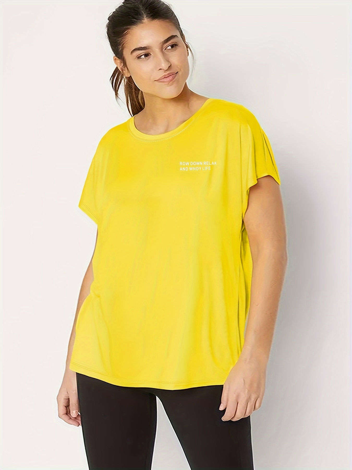 Women s Sports Top Plus Size Plain Yellow Pastel Color Short - Temu ...