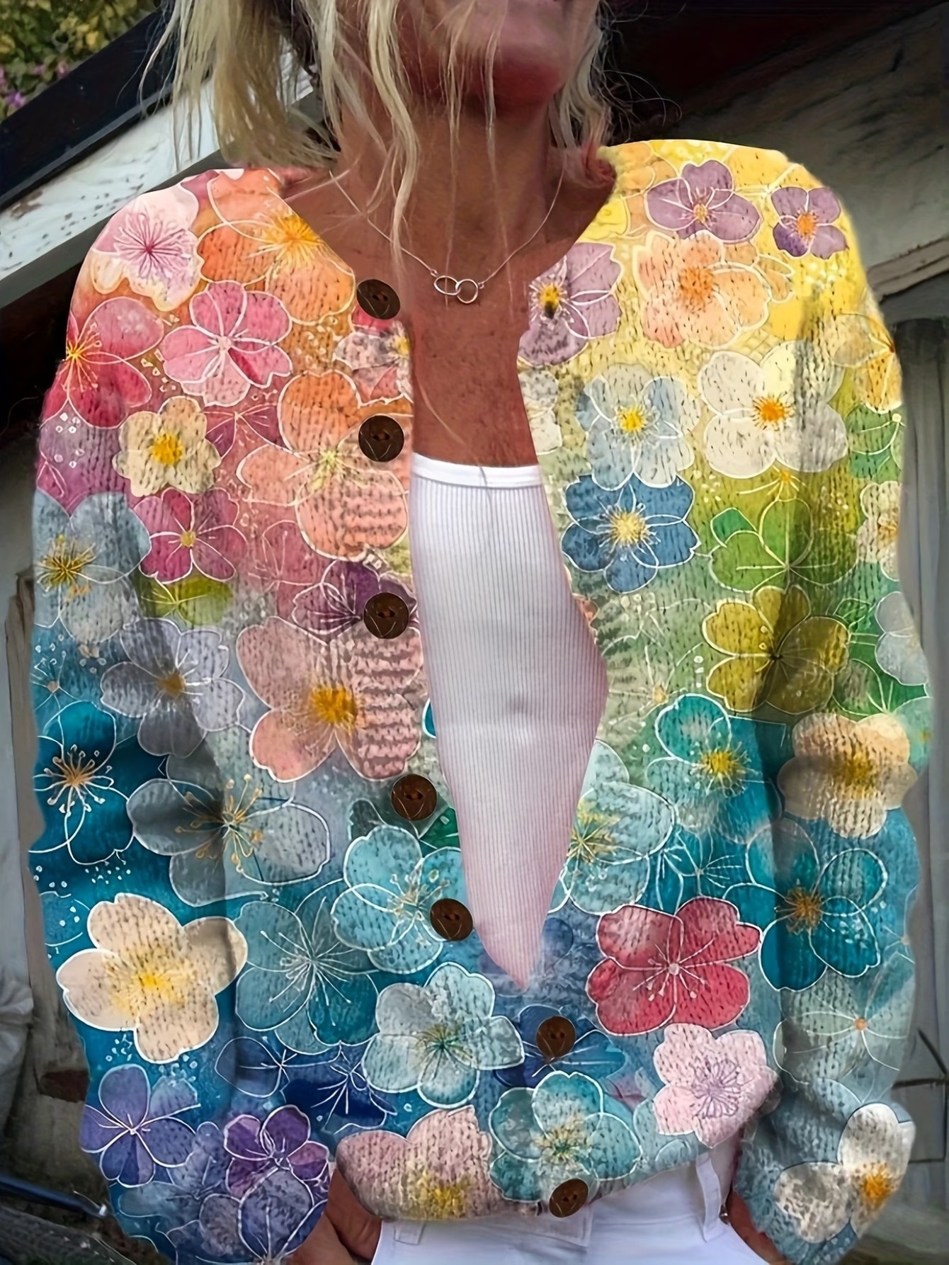 flower cardigan sold on Temu United States