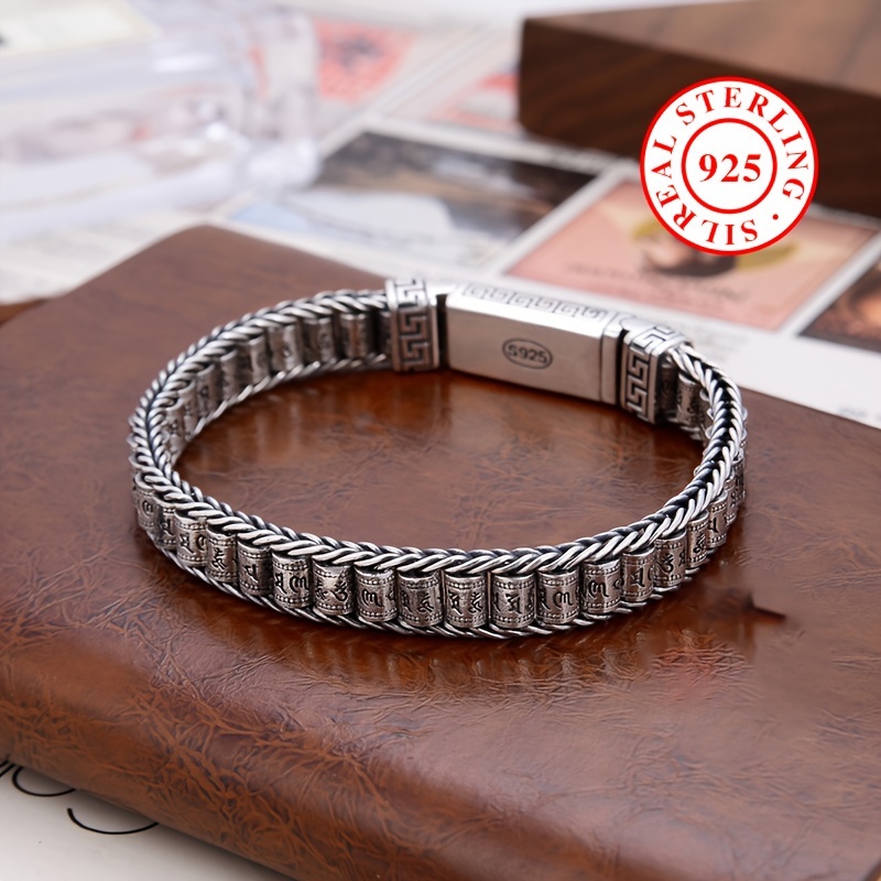 Fashionable Cool 925 Silver Men's Bracelet Stylish - Temu South Africa