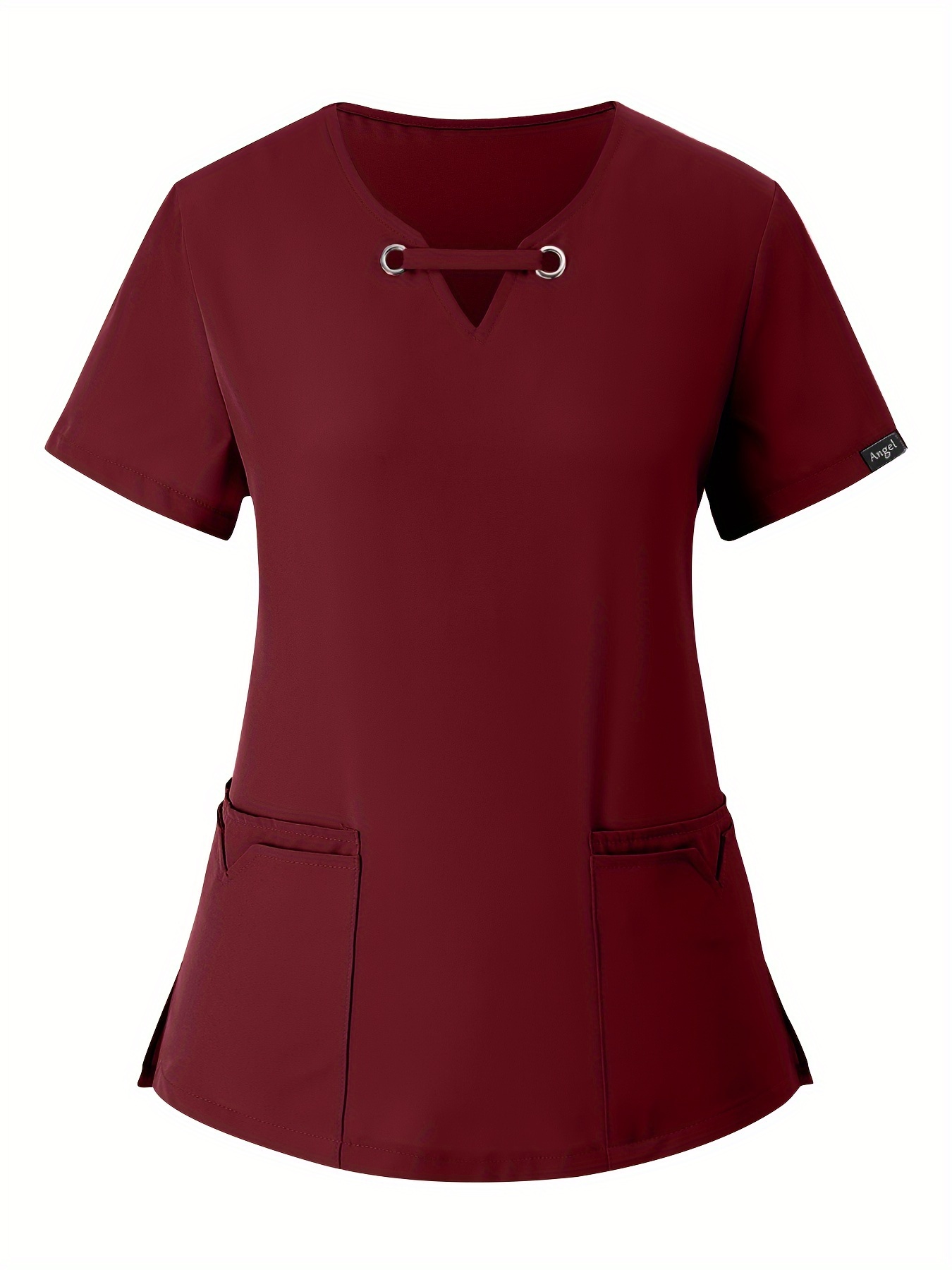 Solid Two piece Set Elegant Long Sleeve Scrub T shirt - Temu