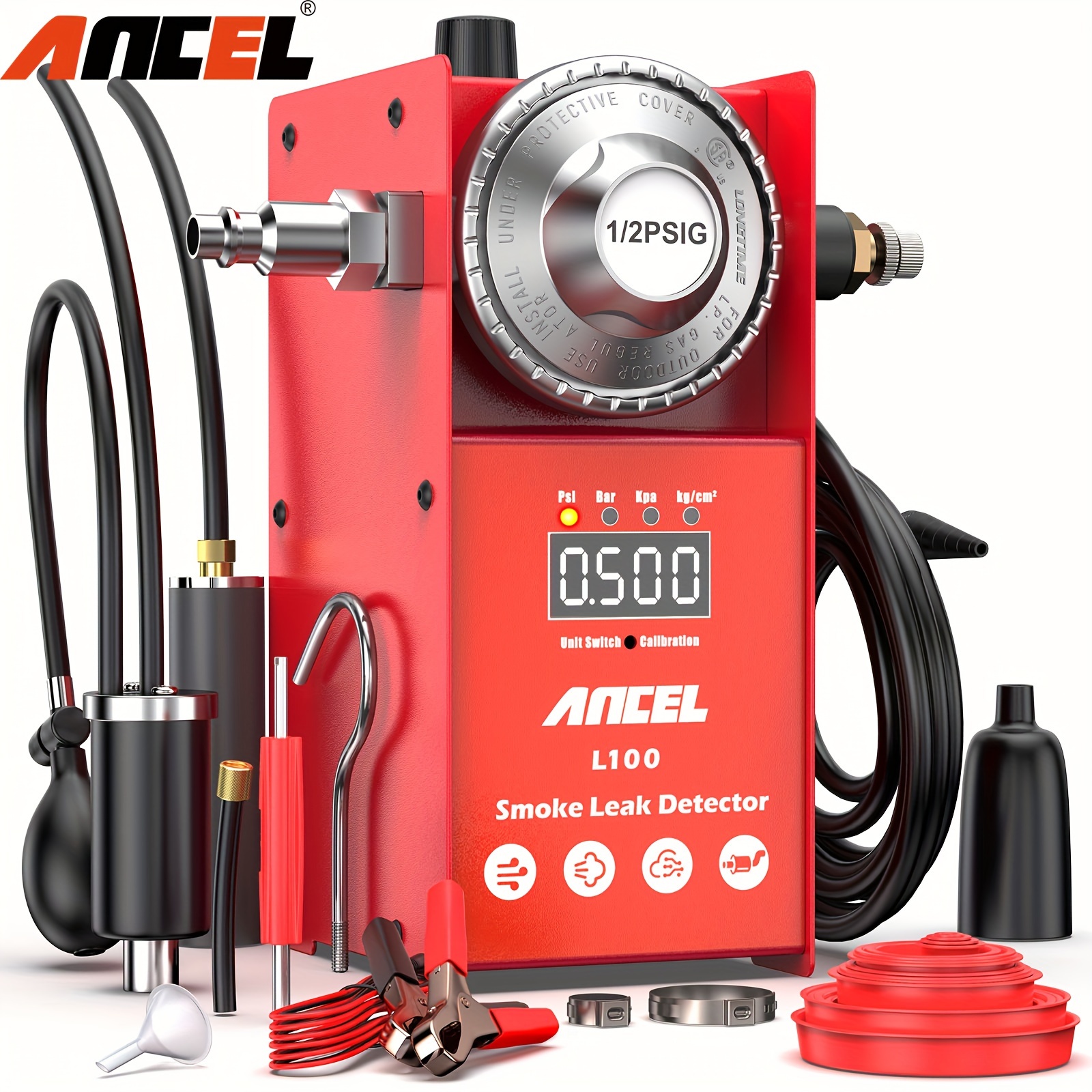 안셀 자동차 Evap 연기 누출 감지기 L100 디지털 압력 게이지 진공 테스터 차량 파이프라인 연료 및 배기 시스템 누출 테스트용 12v 시스템용 전문 자동차