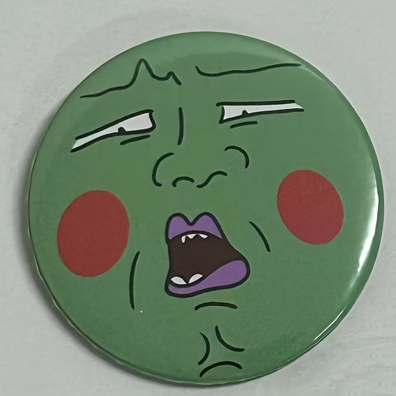 Creative Round Brooch Green Red Blush Expression Pattern - Temu United ...