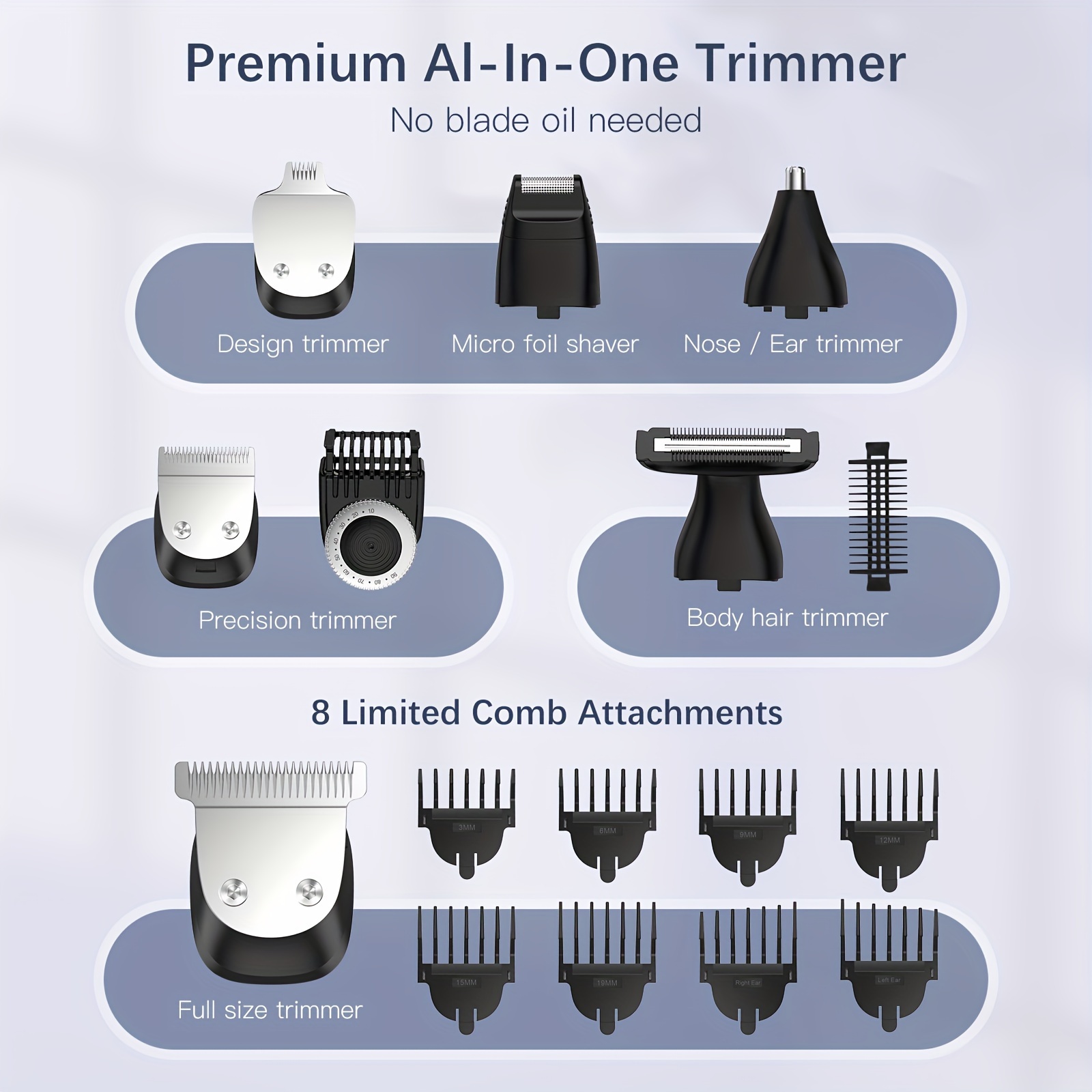 Men's Beard Trimmer Men's Grooming Set Beard Body Face Nose - Temu