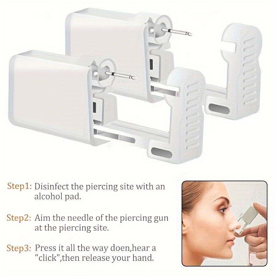 Ear Piercing Kit 2 Pack Self Contained Ear Piercing Gun Disposable Ear ...