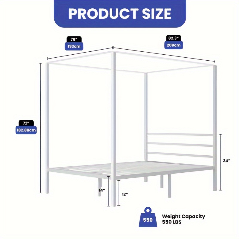 Greenscape Metal Canopy Bed Frame King Size - Temu