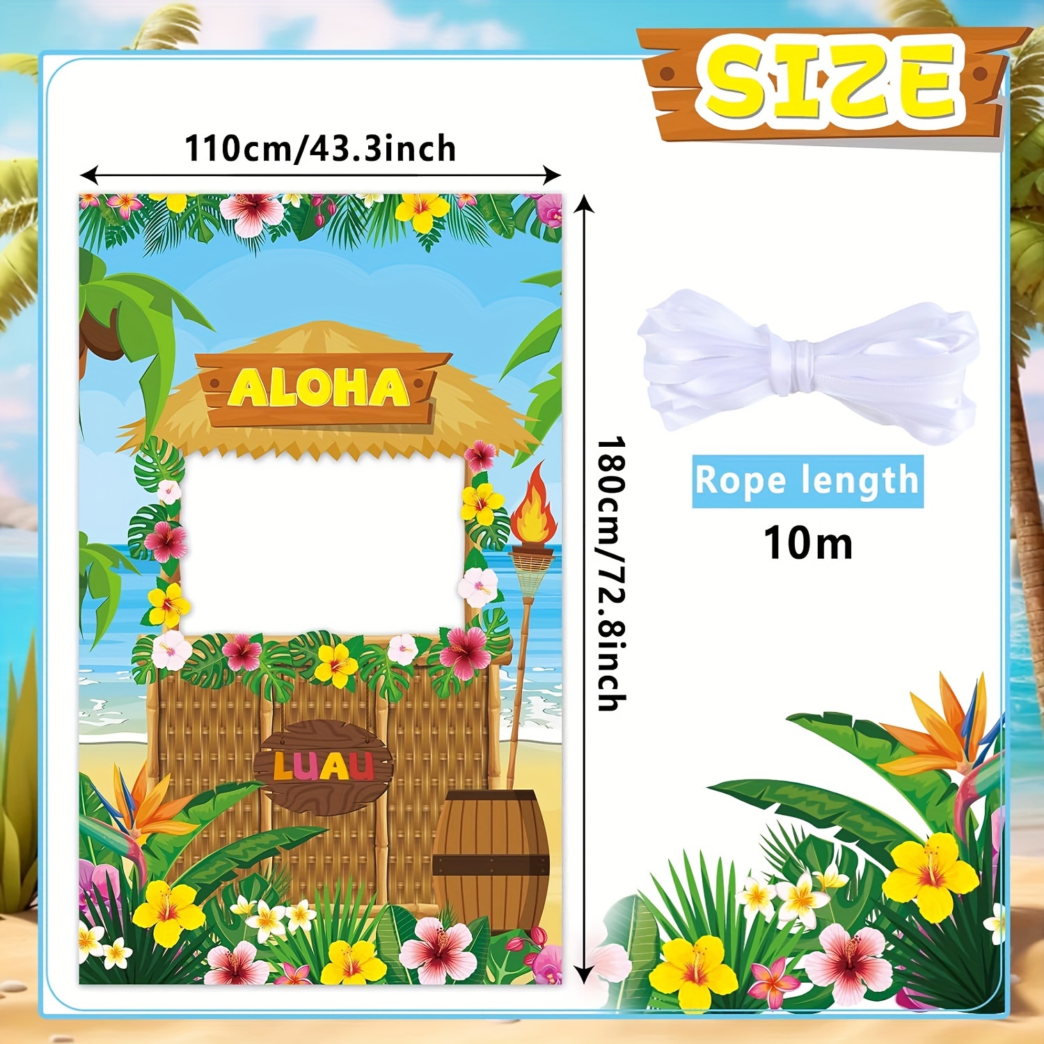 1pc Bar Photo Door Banner Luau Photo Prop For Hawaii Aloha Party Giant ...