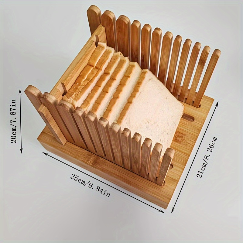 Bamboo Bread Slicer With Crumb Tray - Adjustable, Easy-to-use Loaf ...