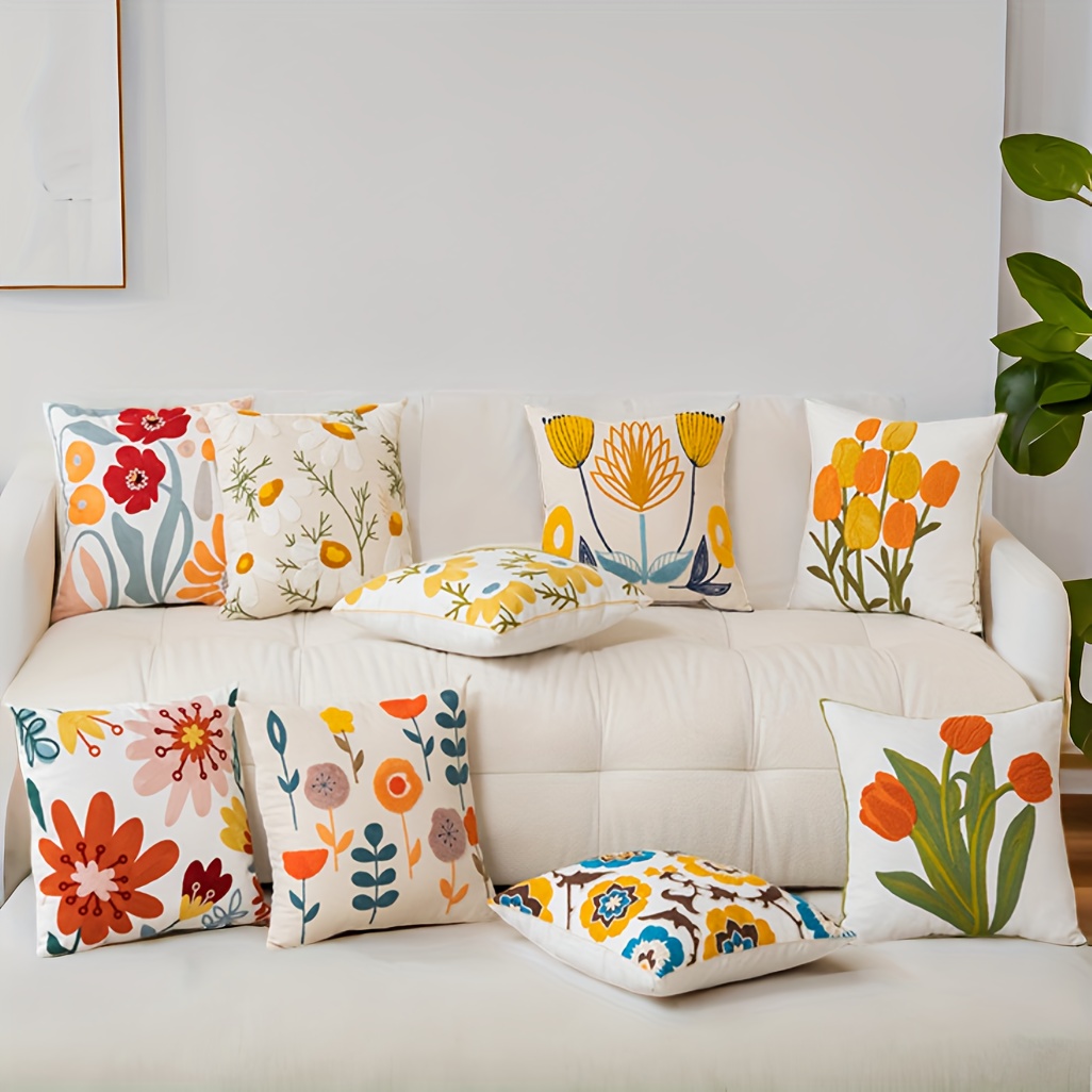 floral throw pillow covers sold on Temu United States