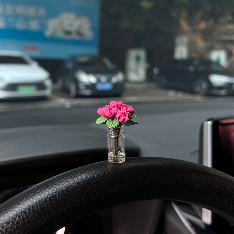 mini rose dashboard decoration cars plastic floral car - Temu