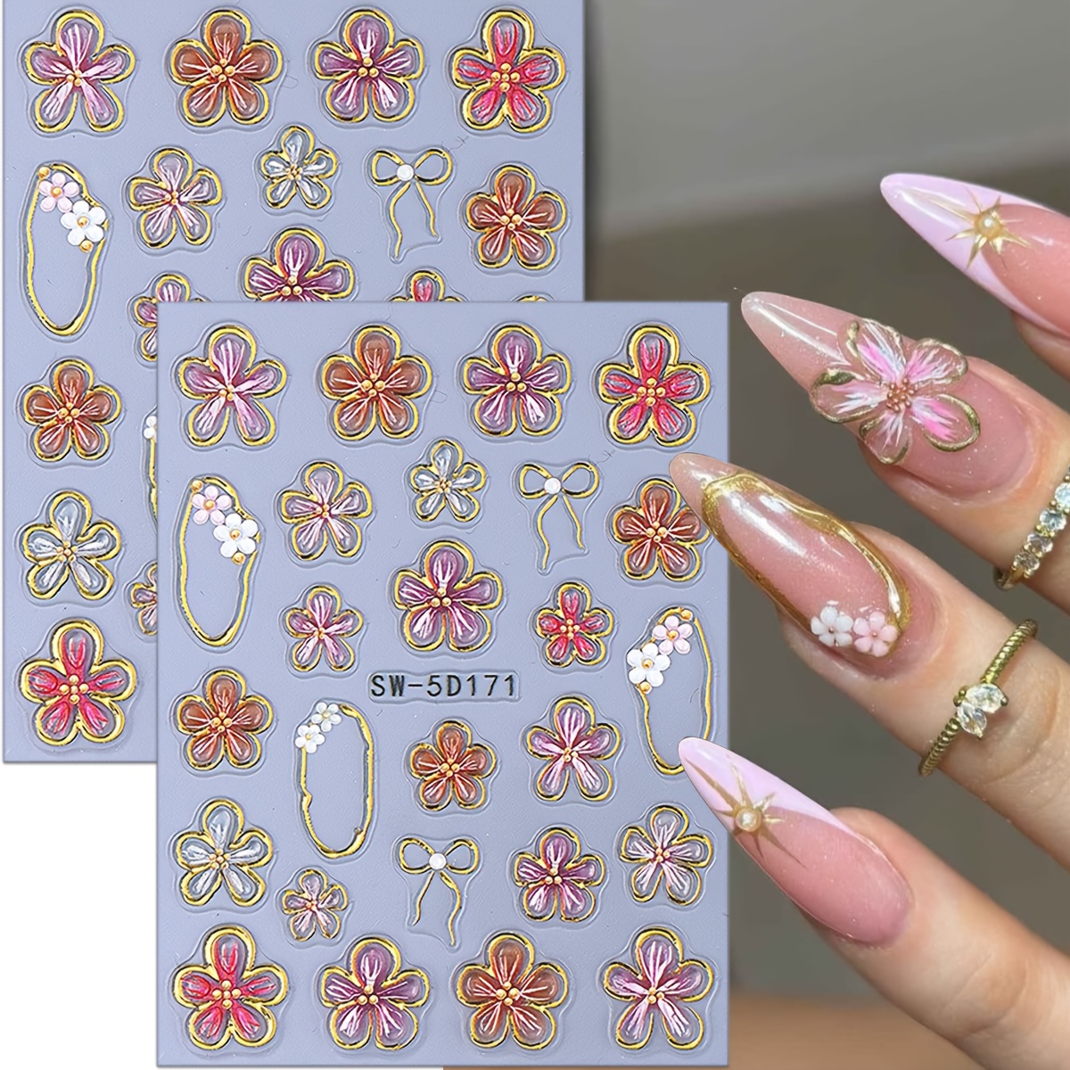 nail charms and stickers sold on Temu United States