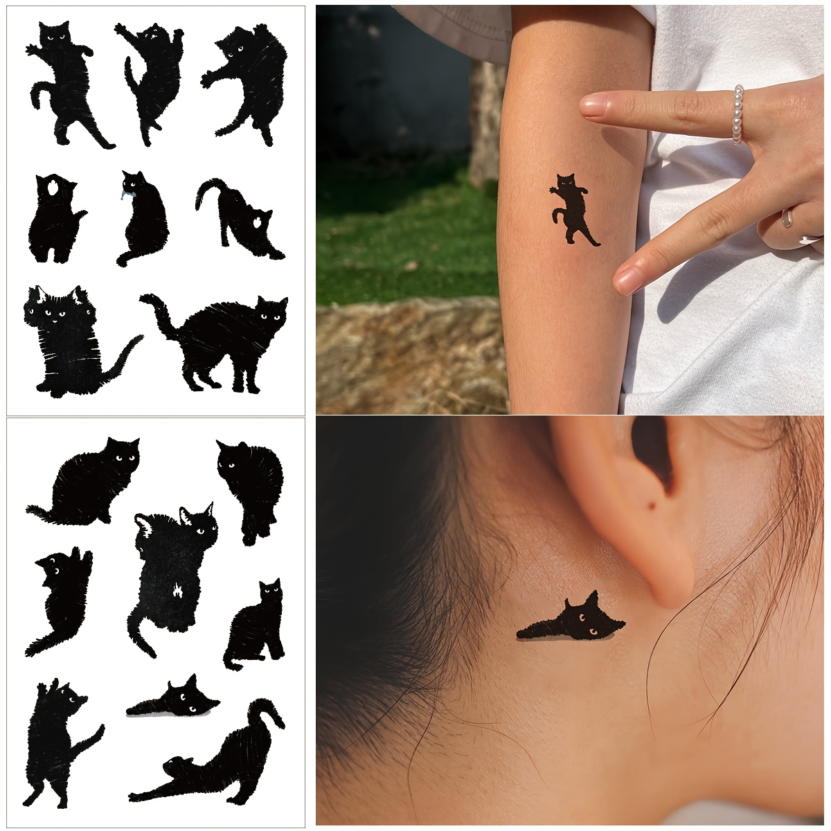 Cat tattoo behind ear - Dmhtattoos.com