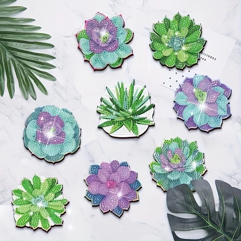 Diy Diamond Art Painting Coasters Sparkling Diamonds Living - Temu