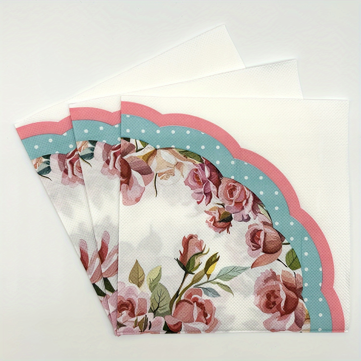 Rose Flower Color Printed Paper Towels Square Paper Towels - Temu