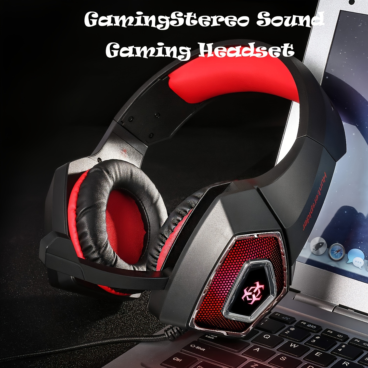 Gaming Headset Led Lights Ear Noise Cancelling Mic Stereo - Temu