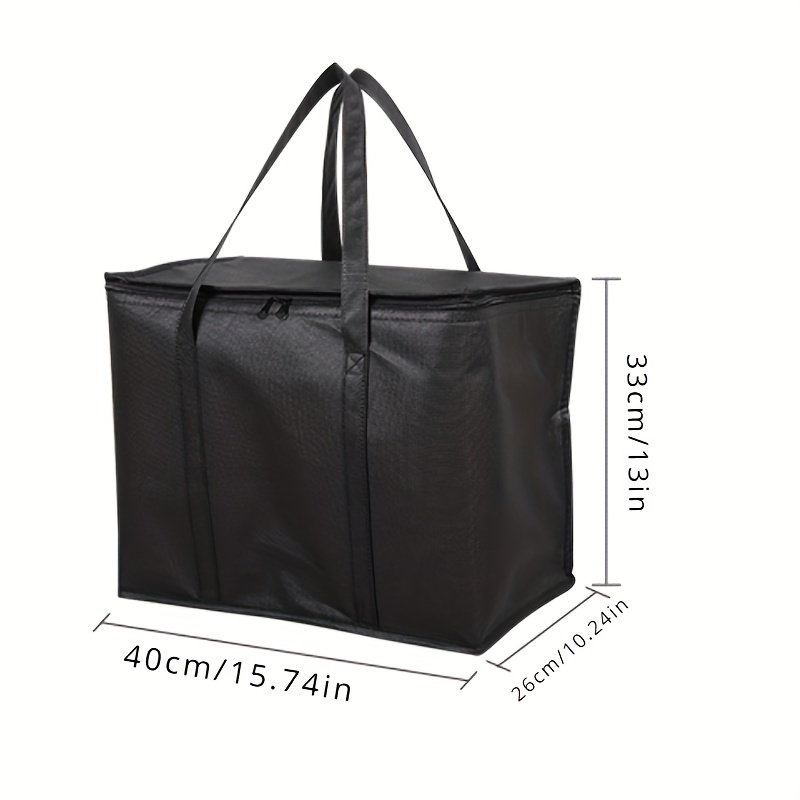 Large Capacity Black Insulated Lunch Box Tote Bag Portable - Temu United