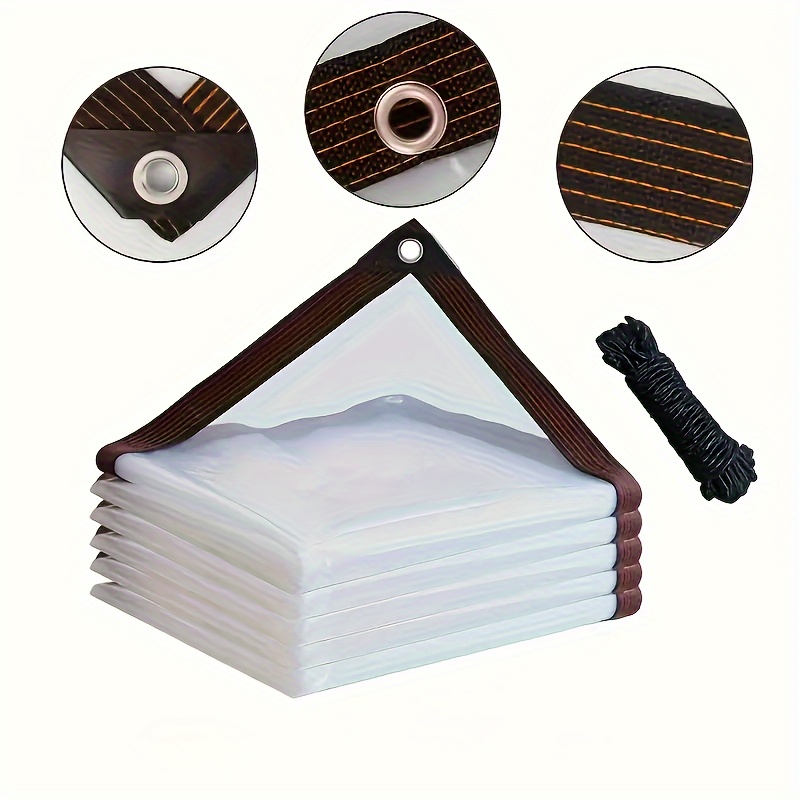 防水透明プラスチック防水シートカバー ハトメ付き 正方形 屋外庭園倉庫キャンプ用透明防水シート 1枚（400cm x 9 - Temu Japan