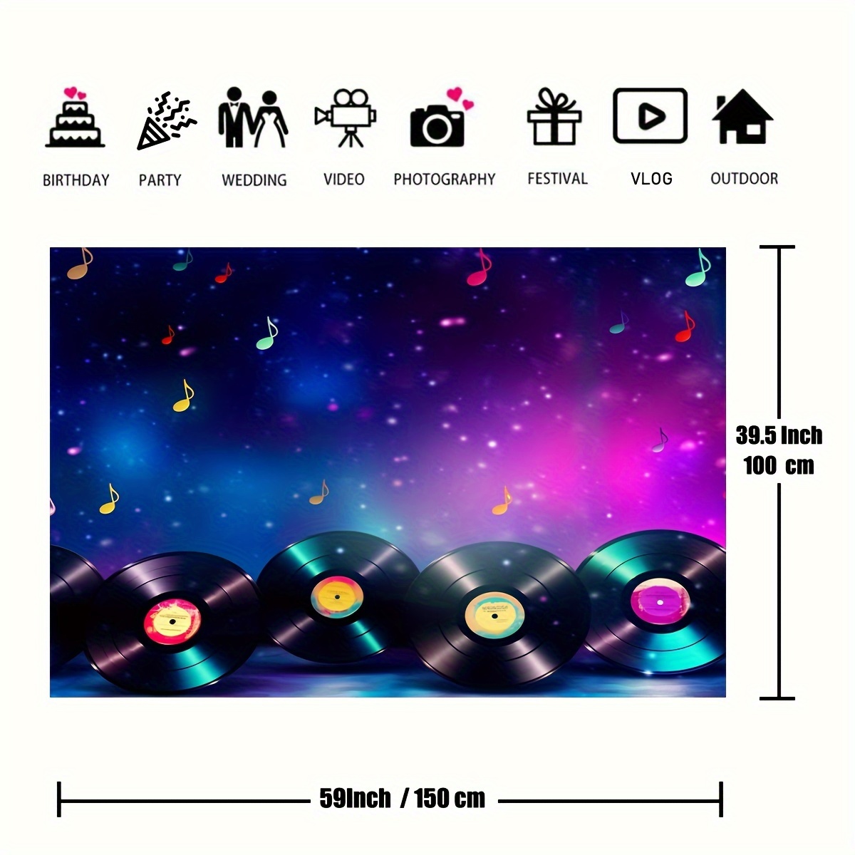 1pc, Disco Party Dance Hall Nightclub Carnival Backdrop Photography ...