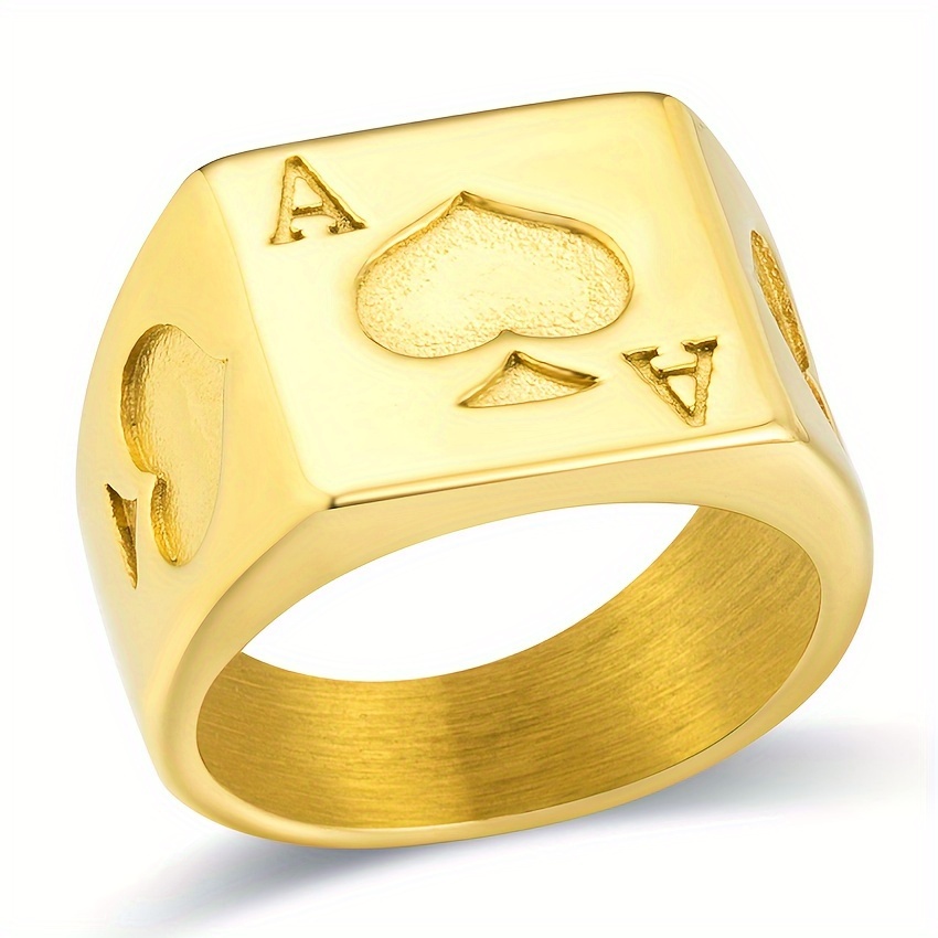 Fashion Stainless Steel Golden Ring Men Non fading Hip Hop - Temu ...