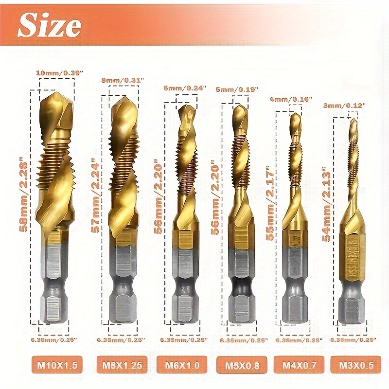 High speed Steel Drill Tap Bit Set Metric Sizes M10 Screw - Temu ...