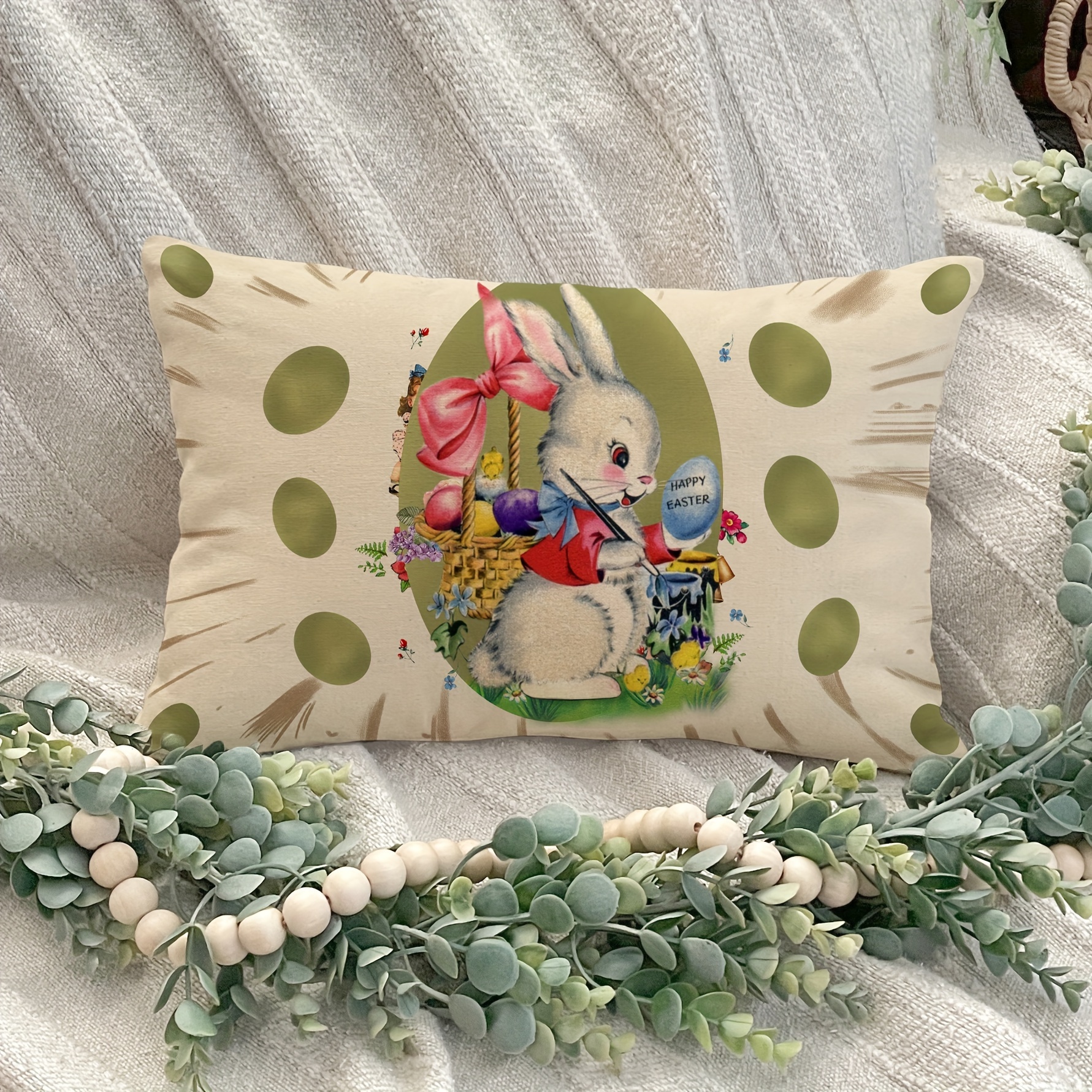 Easter Pillow Cover Vintage Spring Summer Farmhouse Bunny - Temu United ...