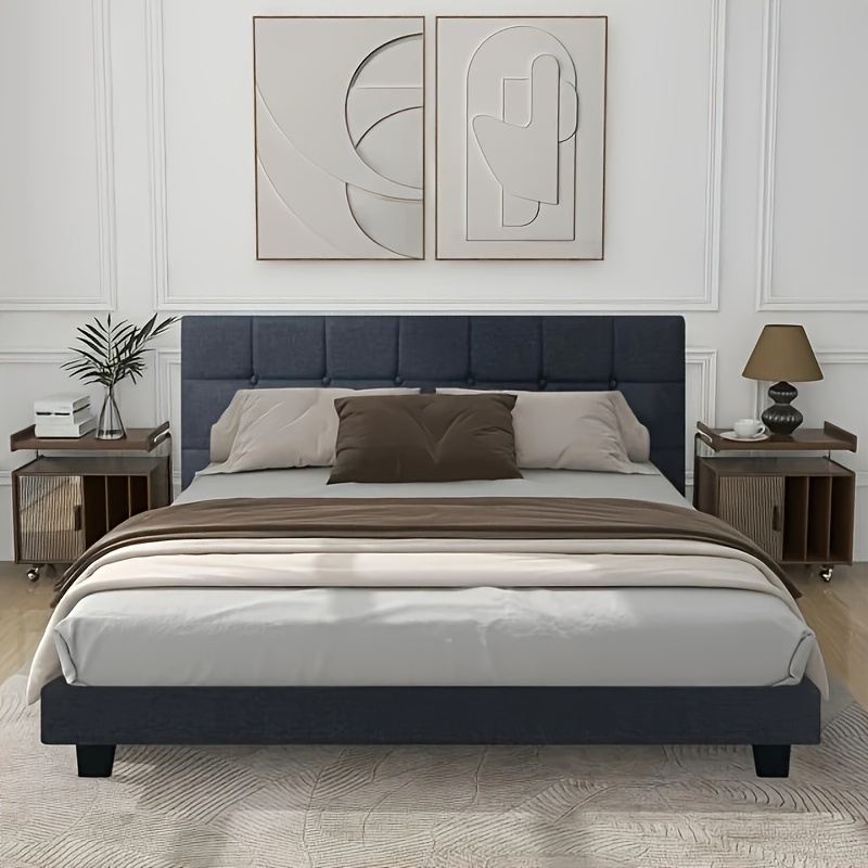 Queen Bed Frame Headboard Upholstered Platform Beds - Temu
