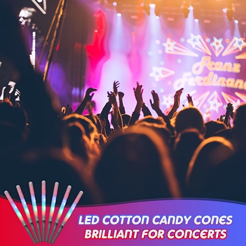 Led Glow Cotton Candy Stick Multicolor Light Marshmallow - Temu