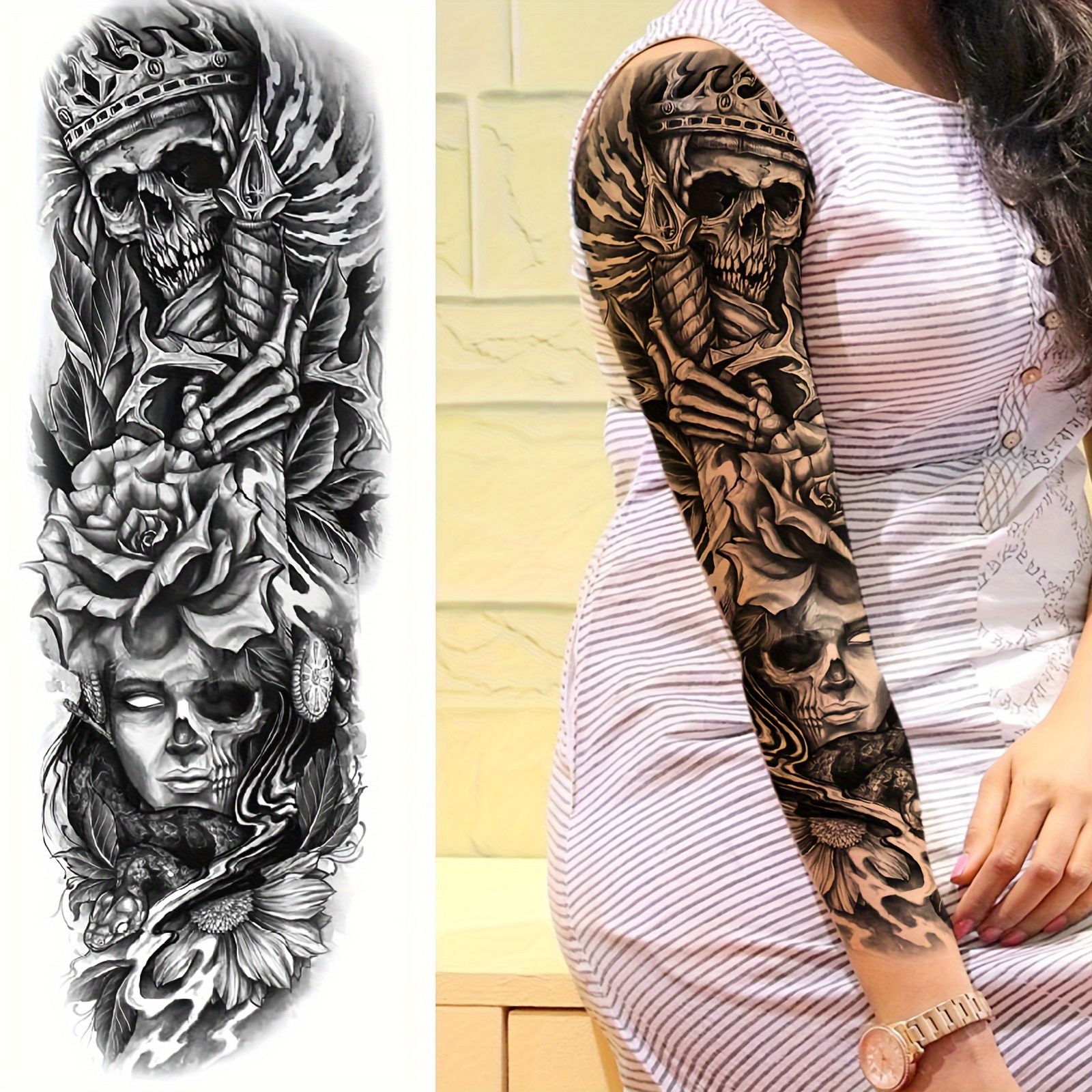 Female Skull Thigh Tattoos