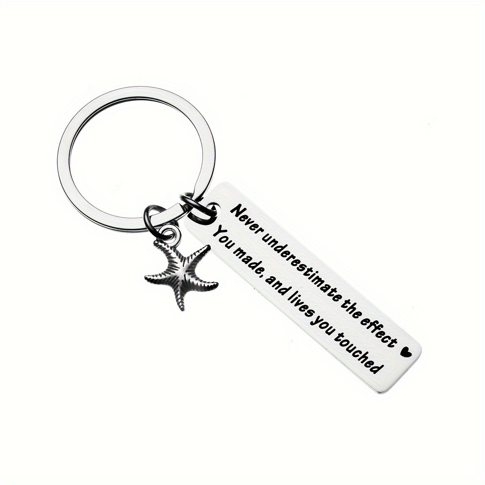 Stainless Steel Starfish Story Keychain Inspirational Quote - Temu