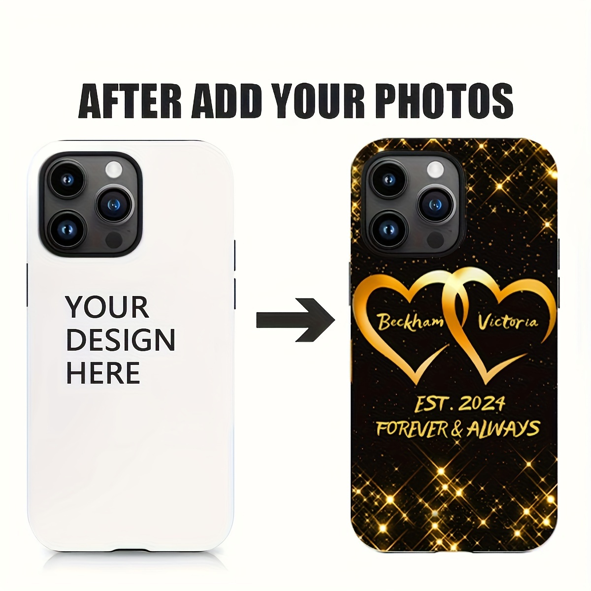 White Imported Film Material Couple Diy Phone Case - Temu United Kingdom
