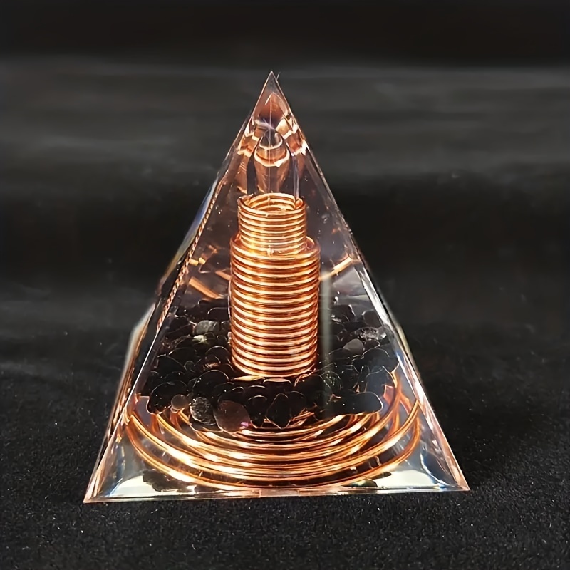 Crystal Pyramid Ornament Crushed Stones Copper Coils Yoga - Temu