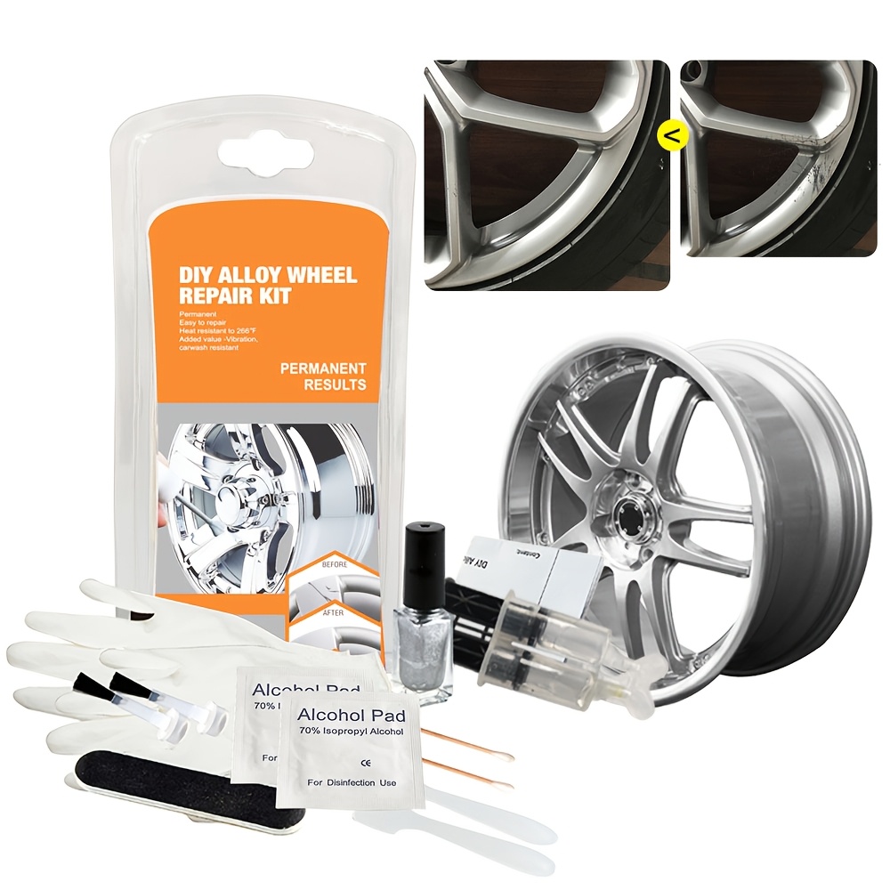 Silver Wheel Damage Adhesive Kit DIY Alloy Wheel Repair Kit - Fix Rims ...