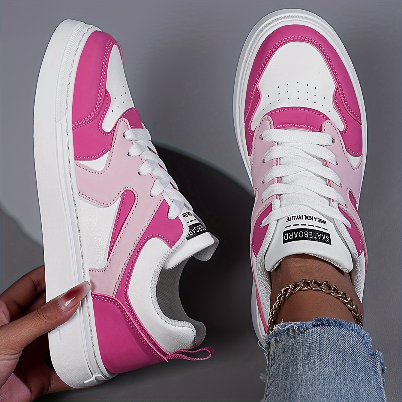 Farbblock Freizeitschuhe Schnürung Weicher - Temu Germany