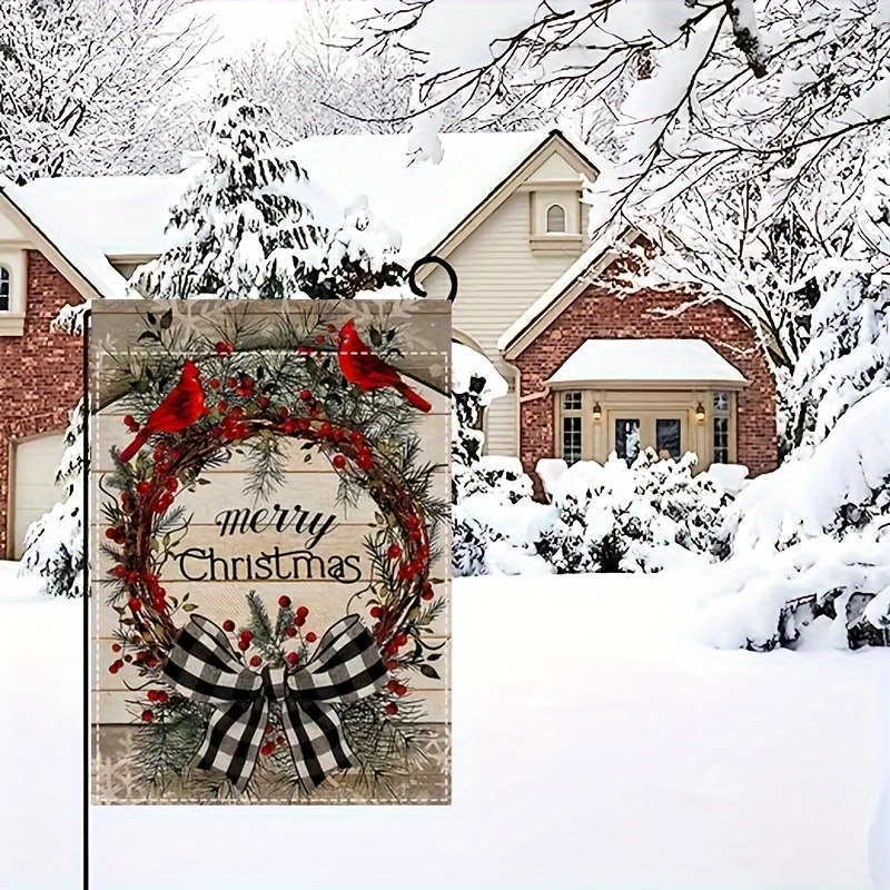 double sided christmas flag fabric freestanding outdoor patio lawn ...