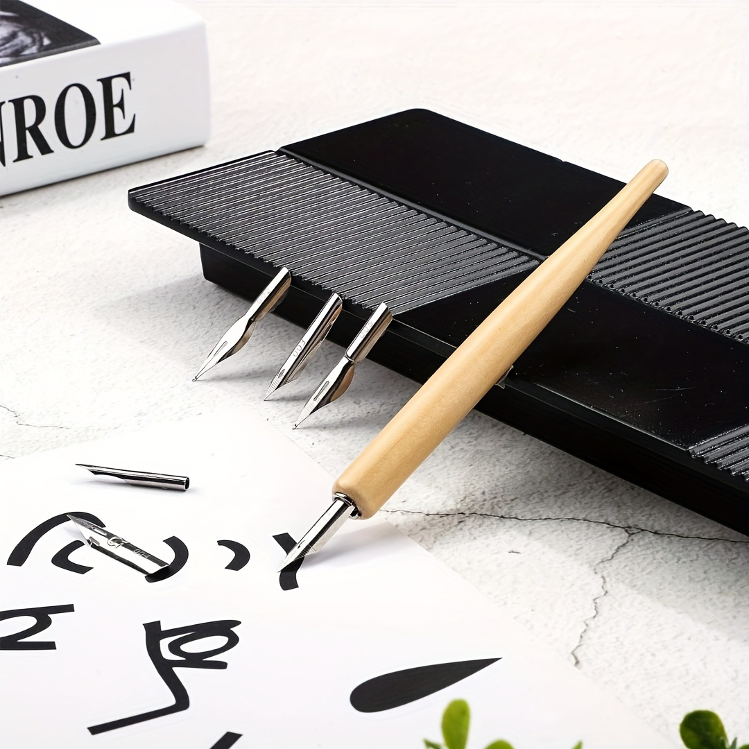 Calligraphy Nib Set Wooden Holder Stainless Steel Comic Pen - Temu