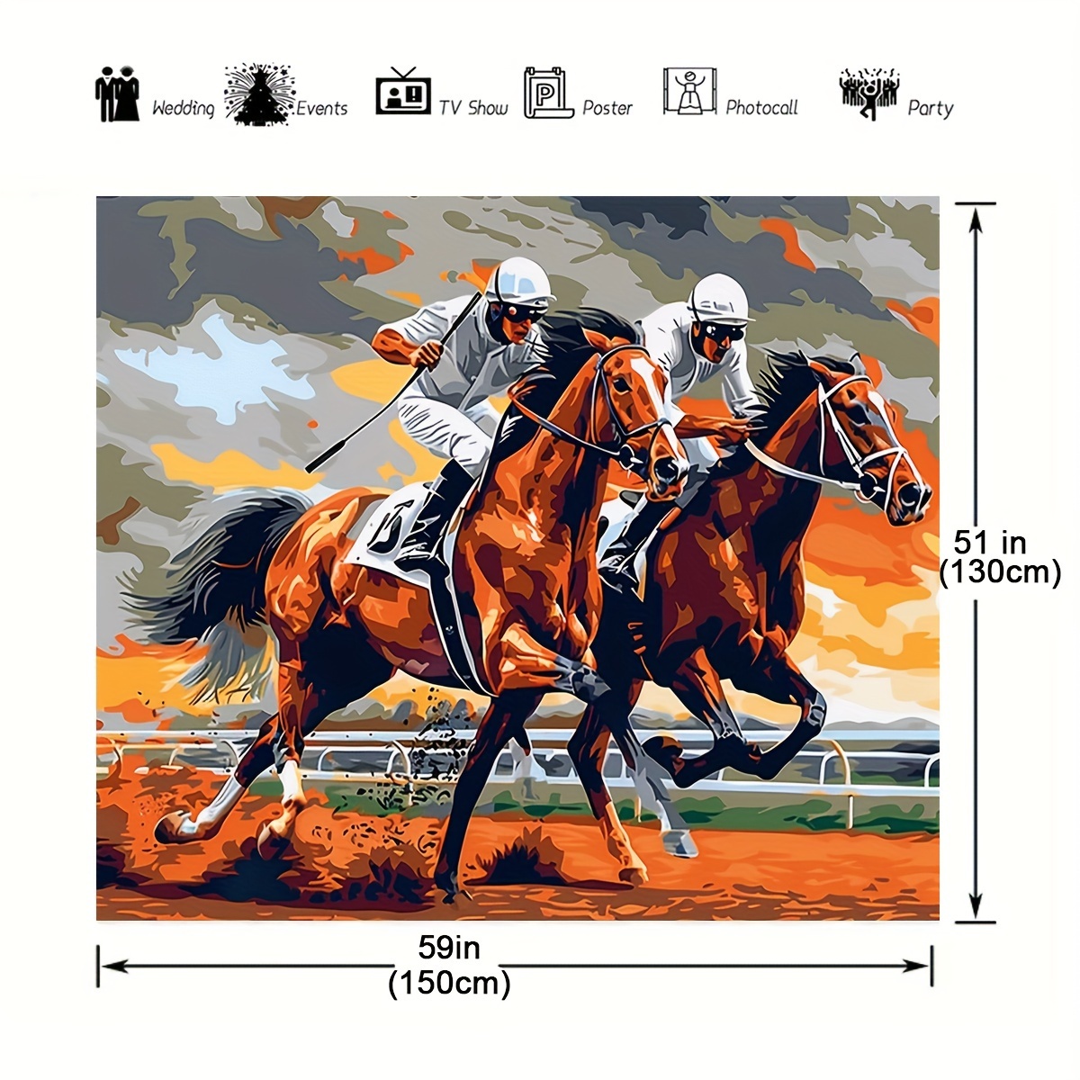 1pc Kentucky Derby Decorative Backdrop Banner Horse Racing Decoration ...