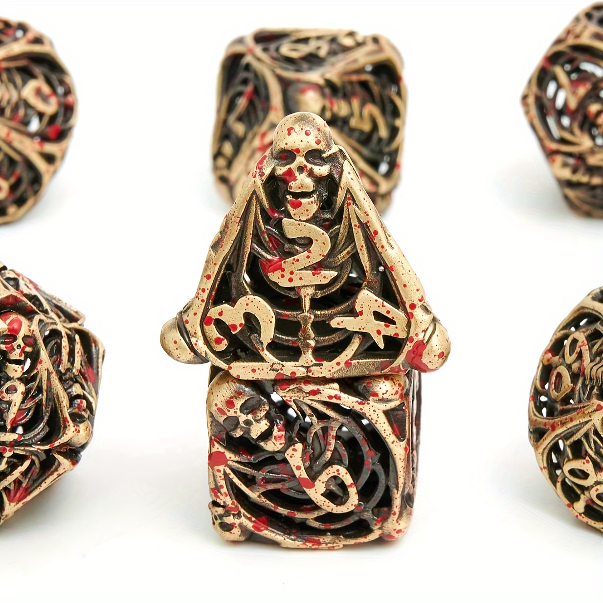 Dnd Metal Polyhedral Ghost Dice Set - Temu