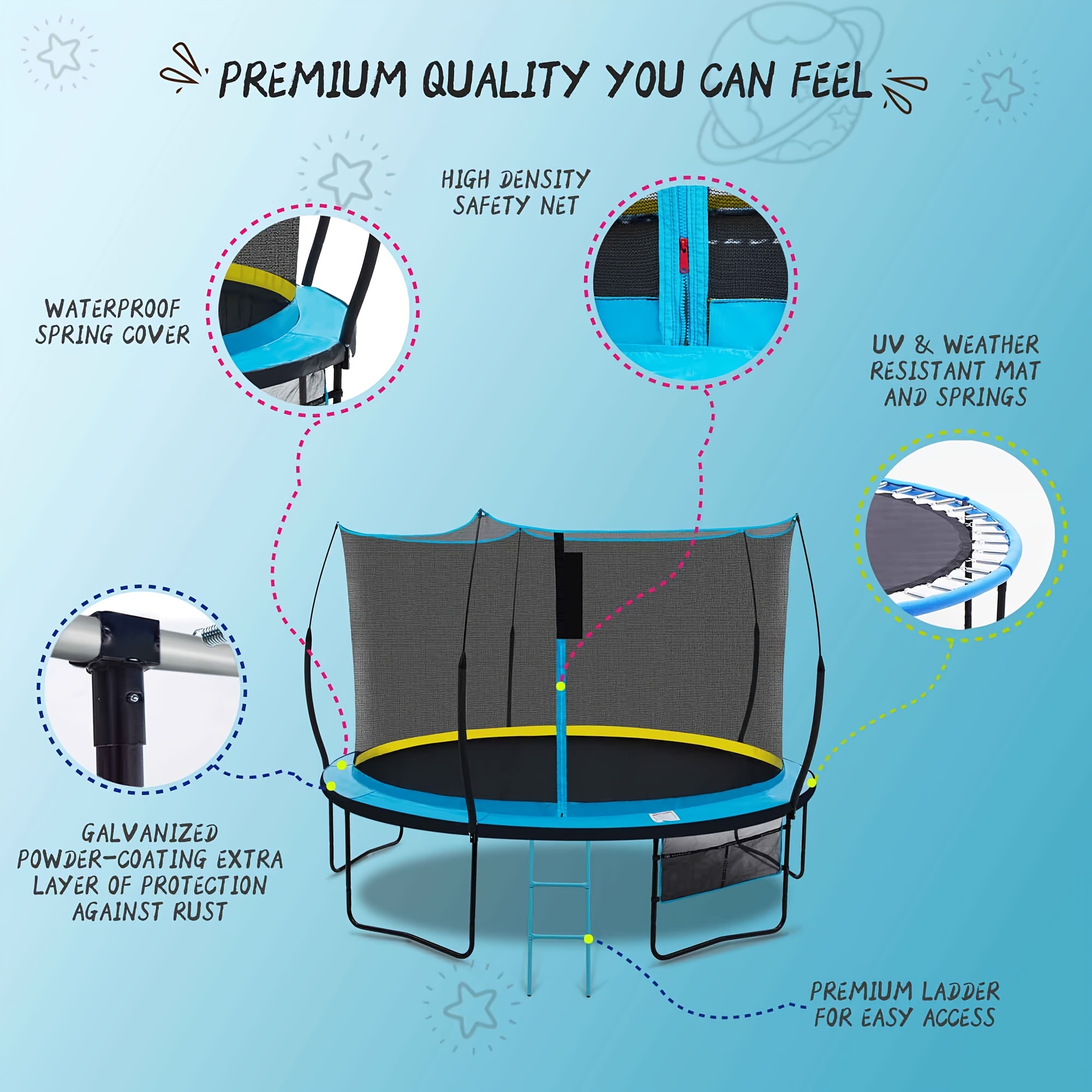 12ft Spherical Trampoline With Enclosure - Outdoor Trampoline With ...