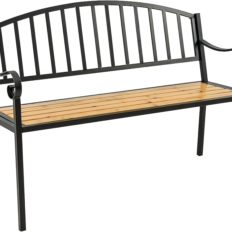 Elegant Black Garden Bench Comfortable Patio Loveseat - Temu