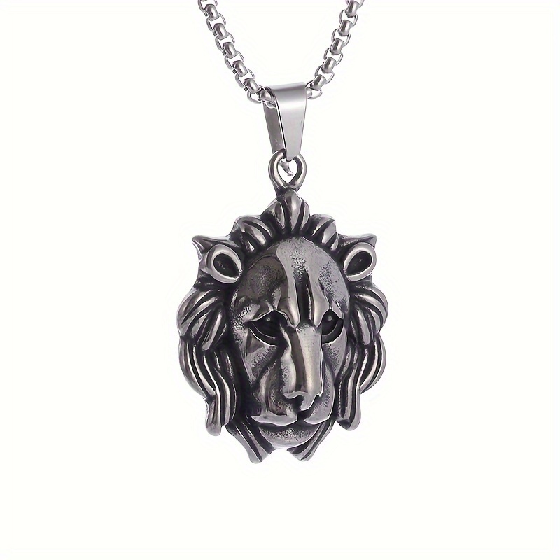 Stainless Steel Domineering Lion Pendant Necklace Men Women - Temu Portugal