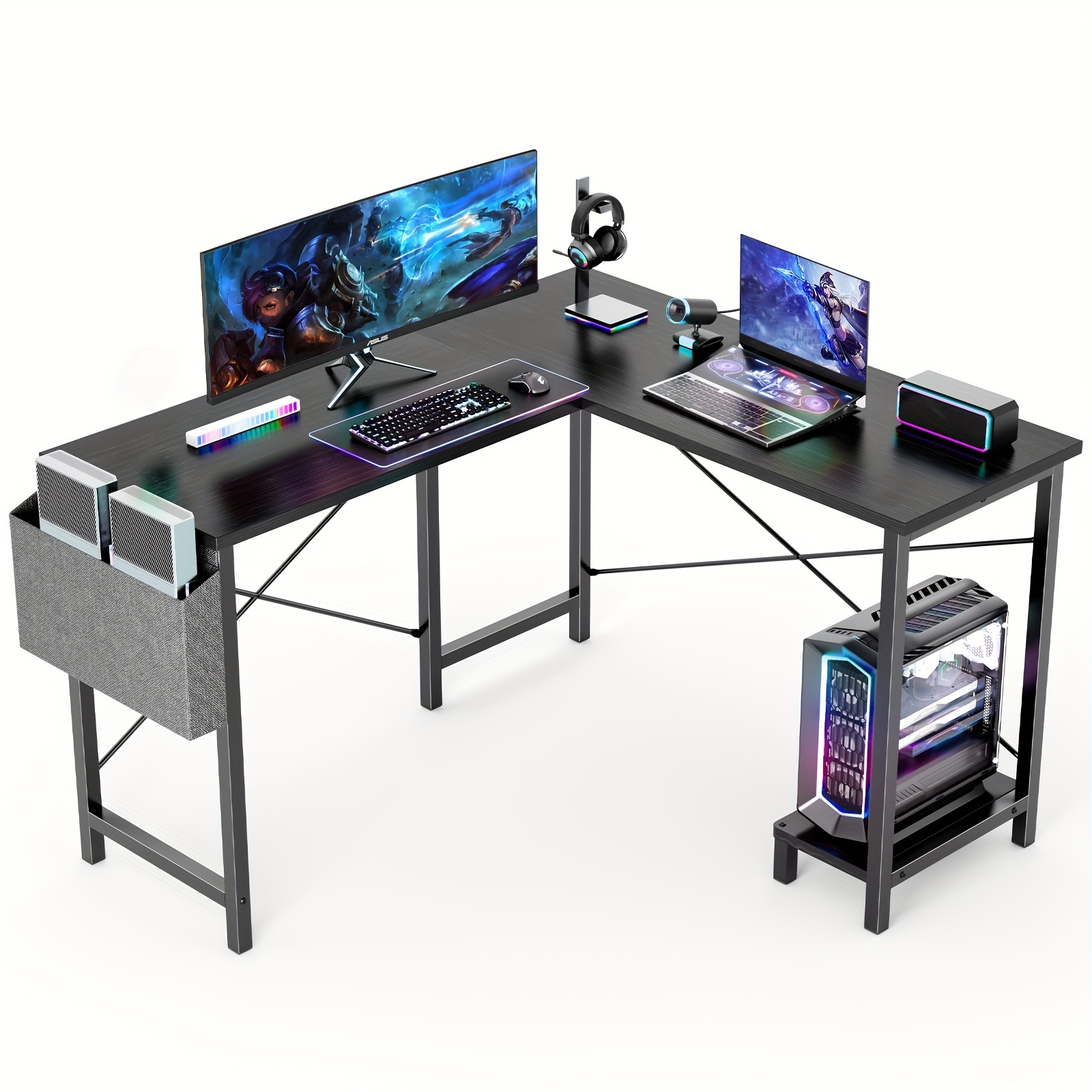 l shaped computer desk corner gaming table reversible Temu