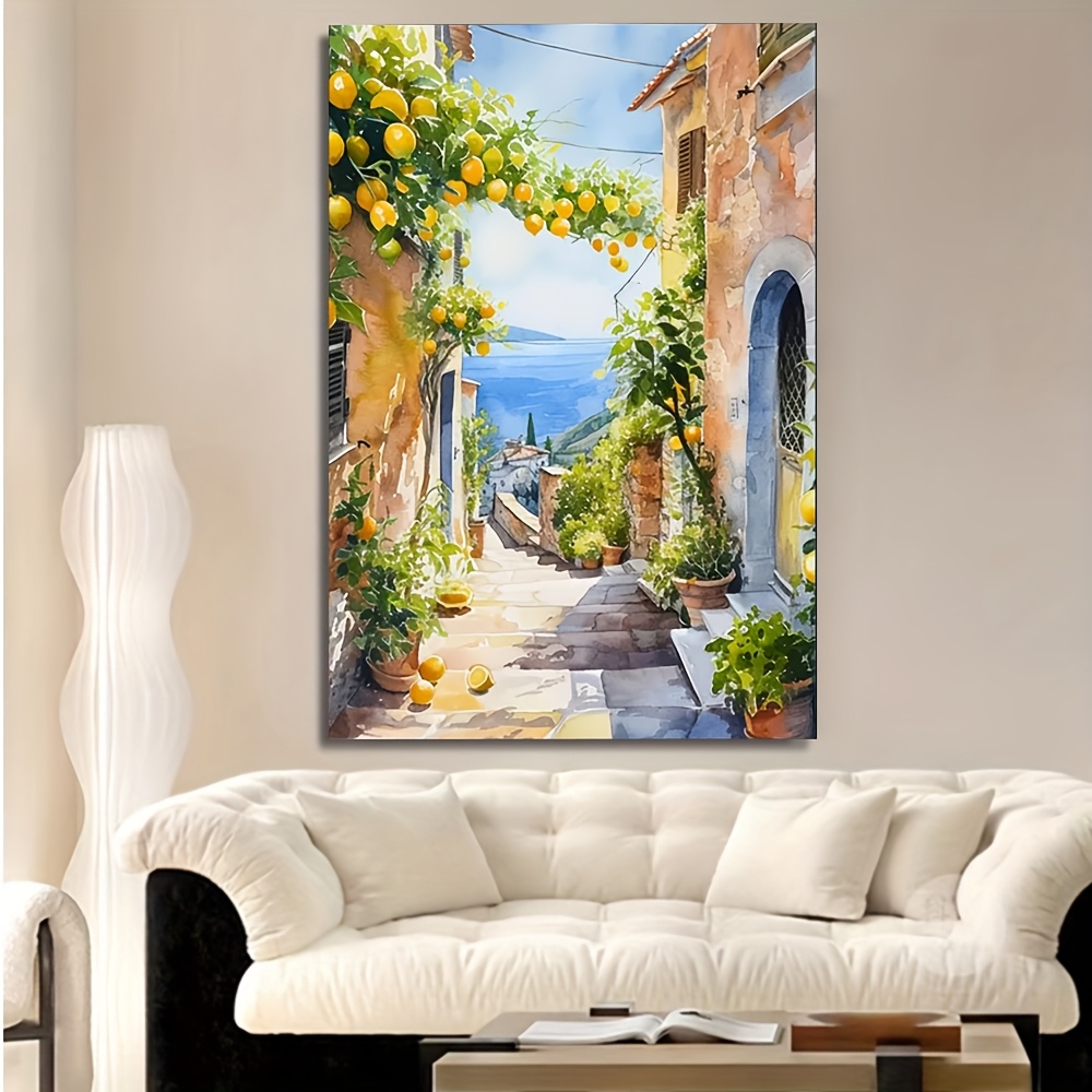Vintage Lemon Tree Watercolor Canvas Print - Temu