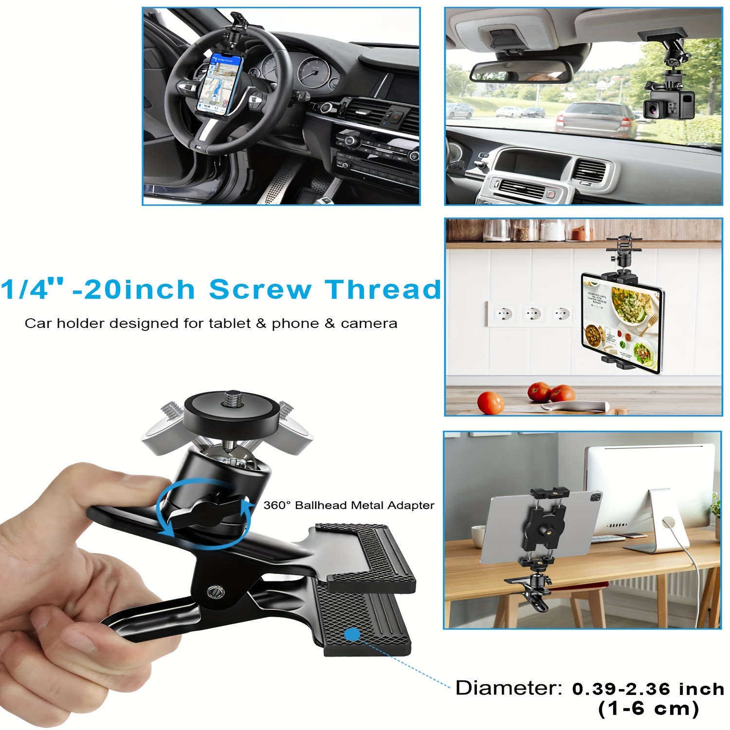 Sun Visor Car Tablet Mount Holder 360° Metal Ball - Temu