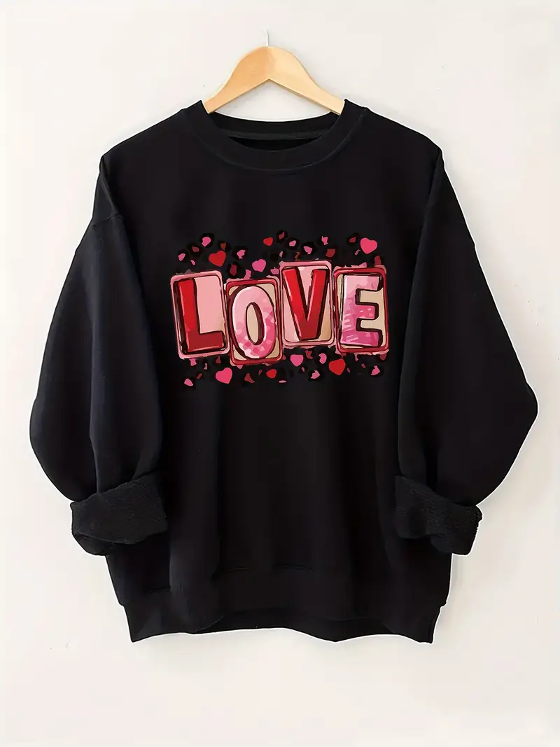 Plus Size Letter Print Sweatshirt Crew Neck Casual Temu South Africa