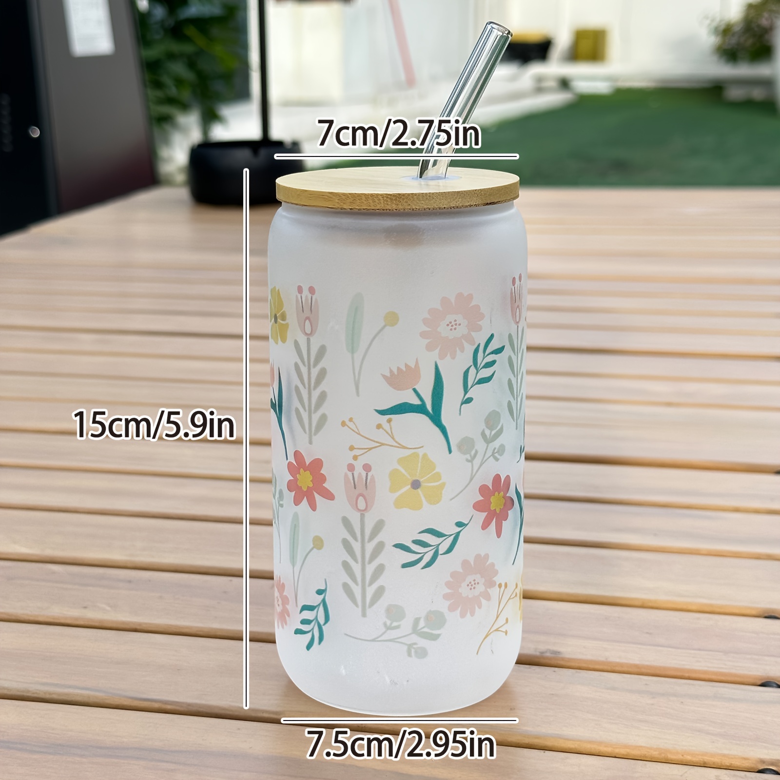 Glass Smoothie Cup Bamboo Lid Reusable Glass Straw Birthday - Temu