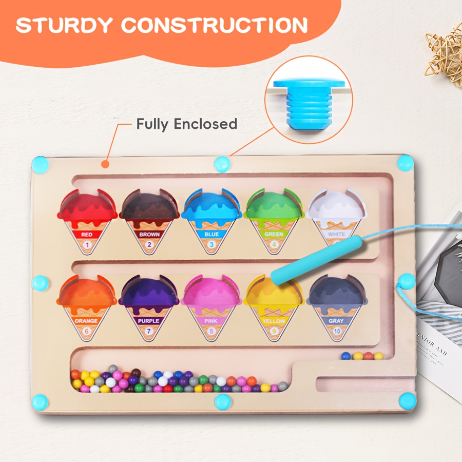 wooden magnetic maze puzzle board color number sorting - Temu