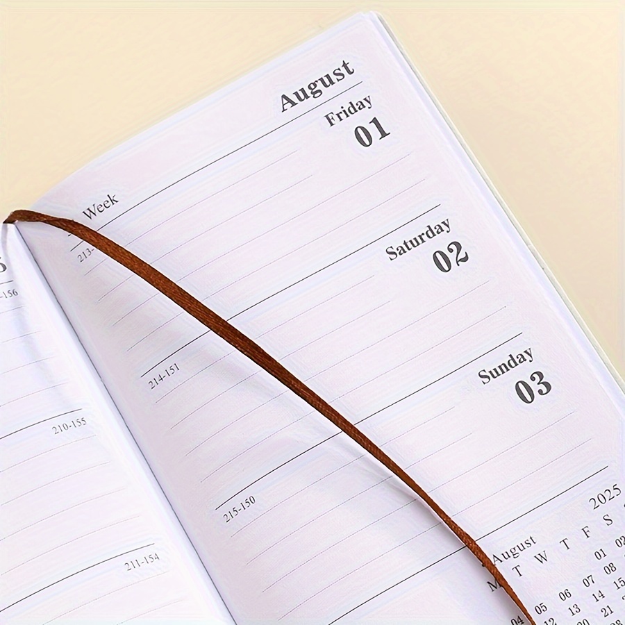 2025 Faux Leather Weekly Monthly Planner A6 Daily Calendar - Temu