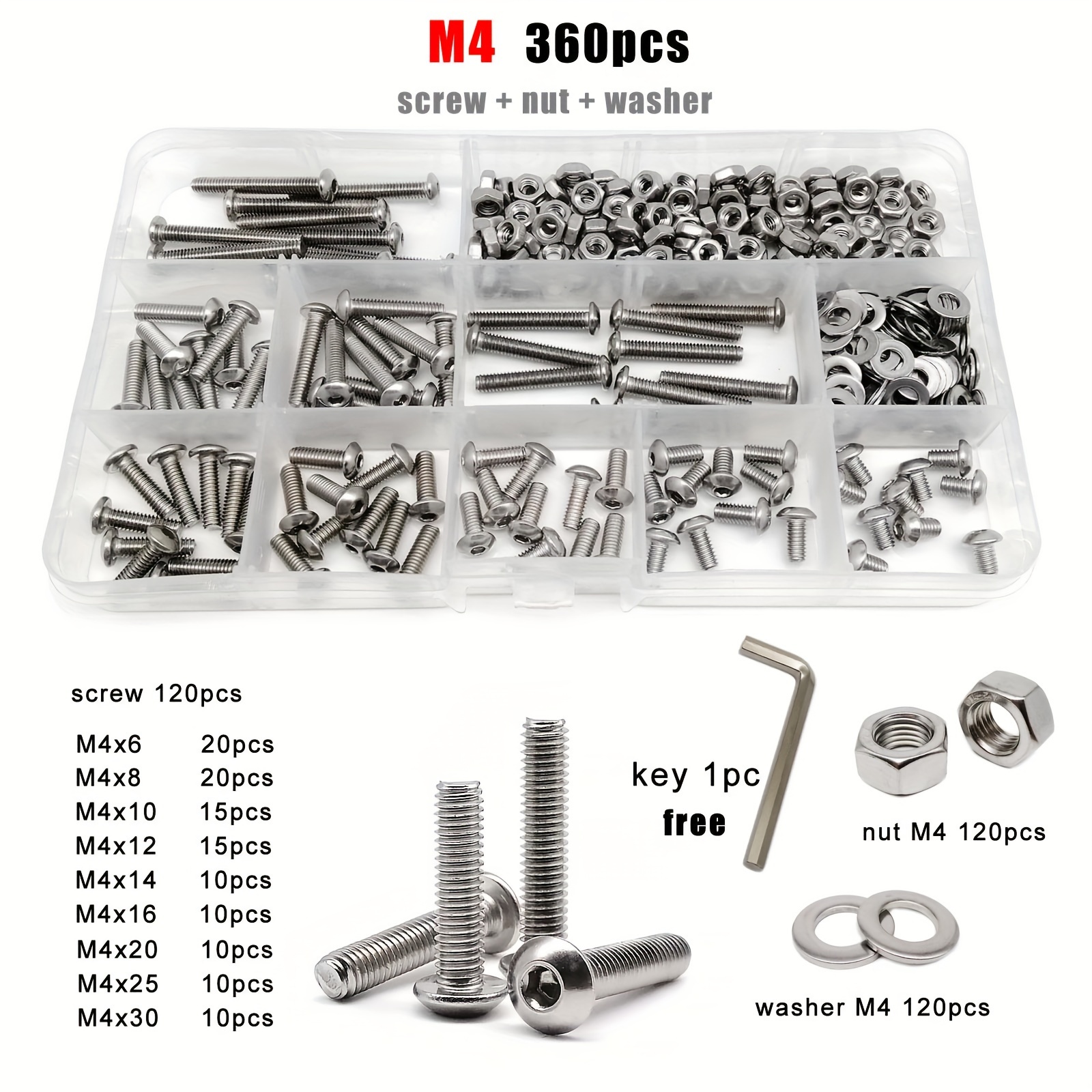 Stainless Steel Screw & Bolt Assortment Kit - M1.6 To M8 Sizes, Hex ...