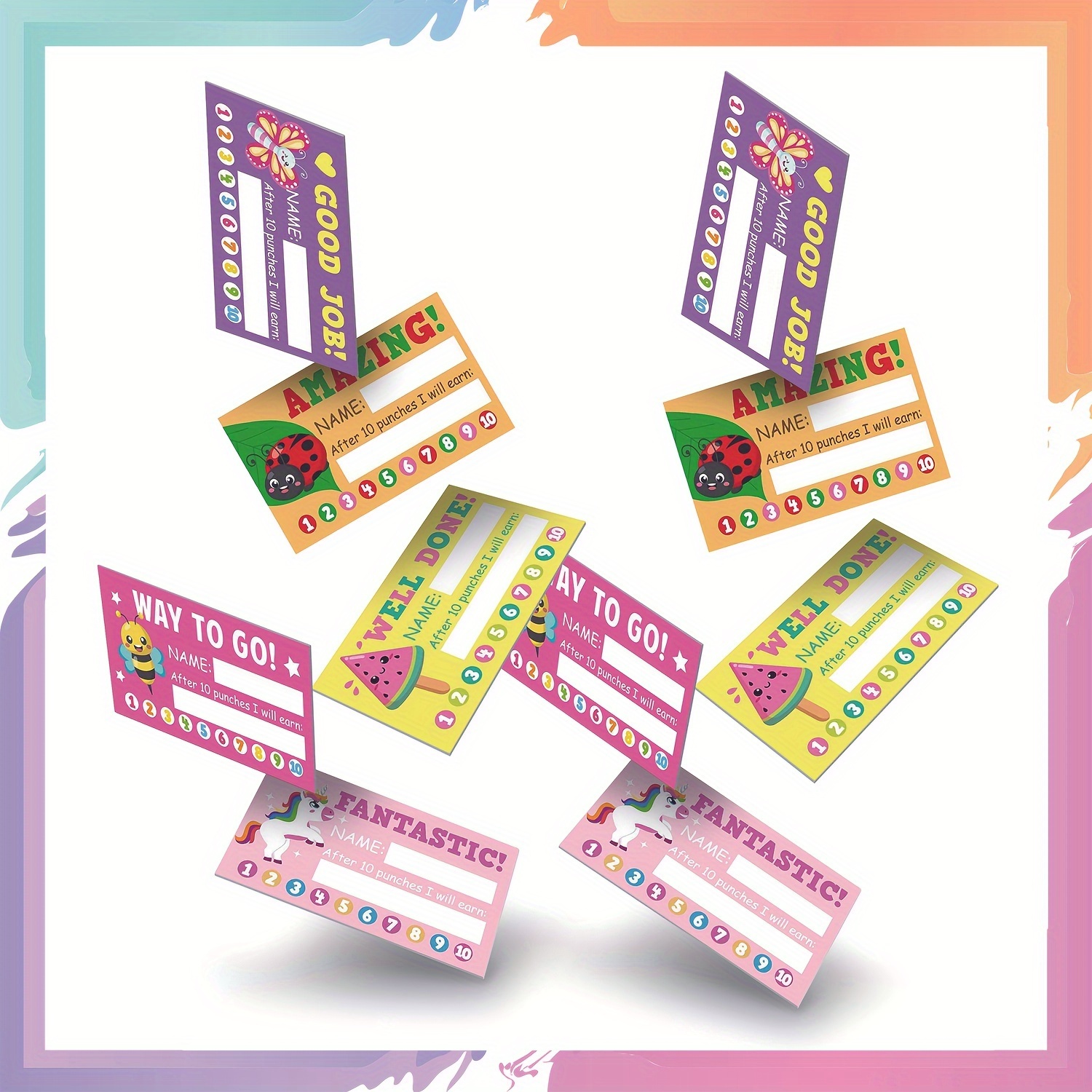 Motivational Cute Punch Cards A Perfect Reward System In - Temu United ...